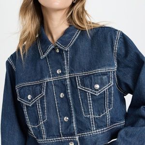 Re/Done | Jackets & Coats | Redone Cropped Oversized Topstitched Denim ...